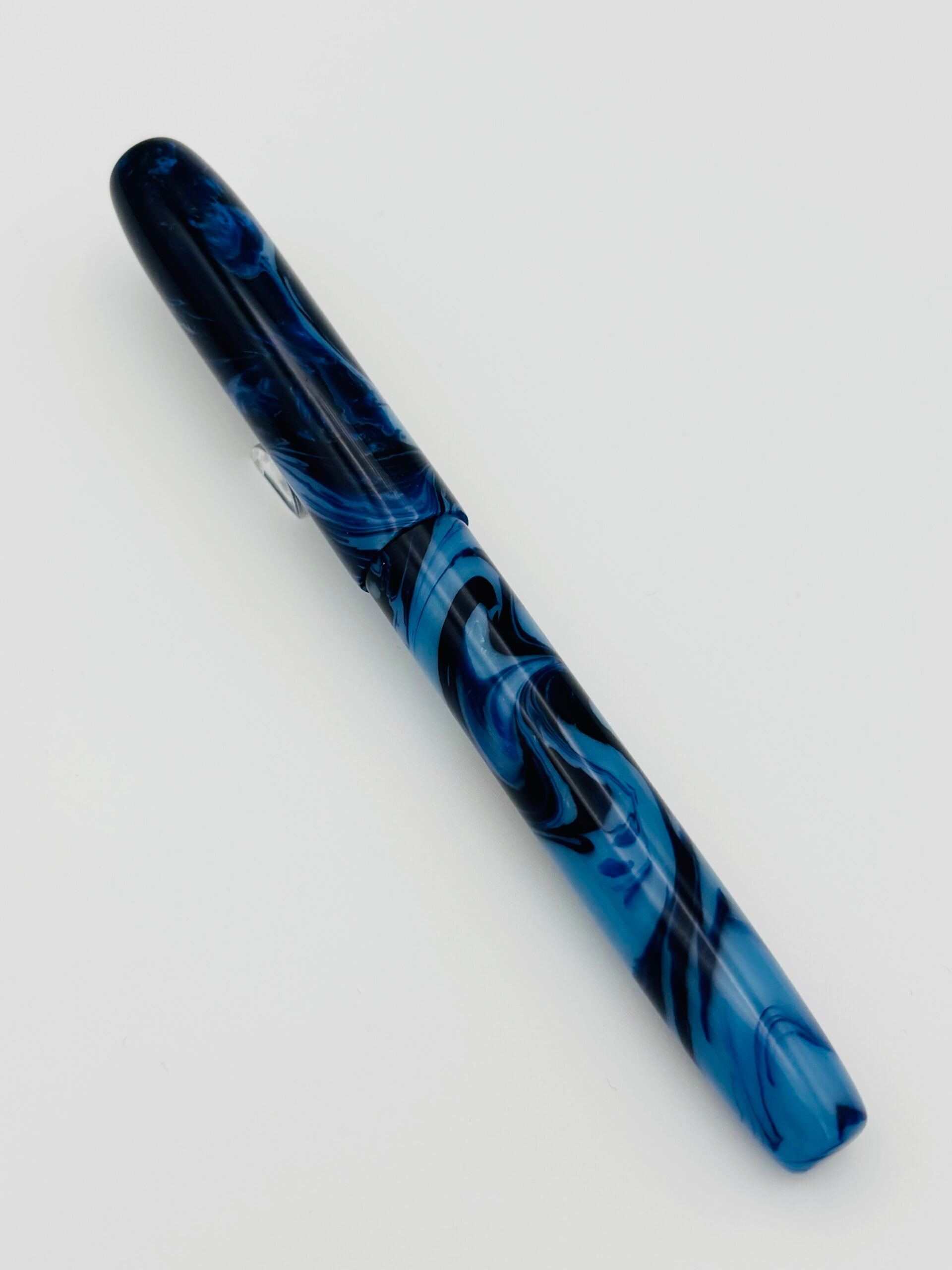 Custom Made Fountain Pen Blue - Medium Steel Nib - Pen Realm